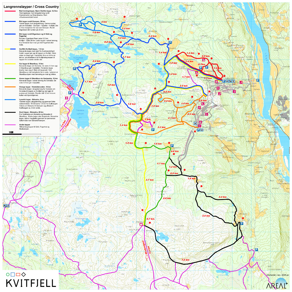 Kvitfjell Langrend løjpekort
